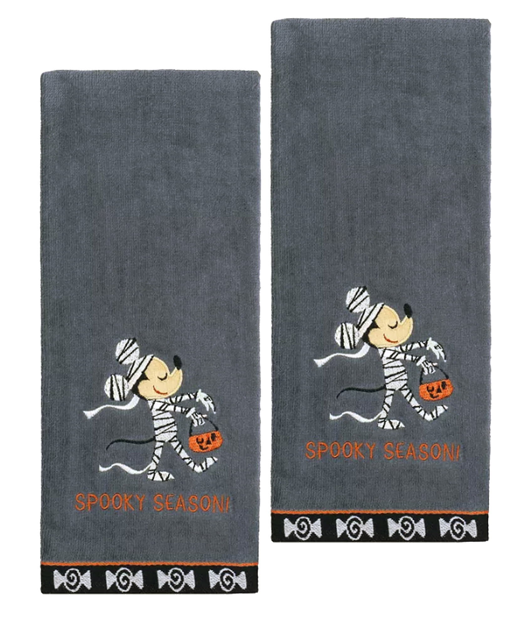Cartoon Halloween Mickey Mummy Grey Bath Hand Towels 2-Piece Celebrate ...