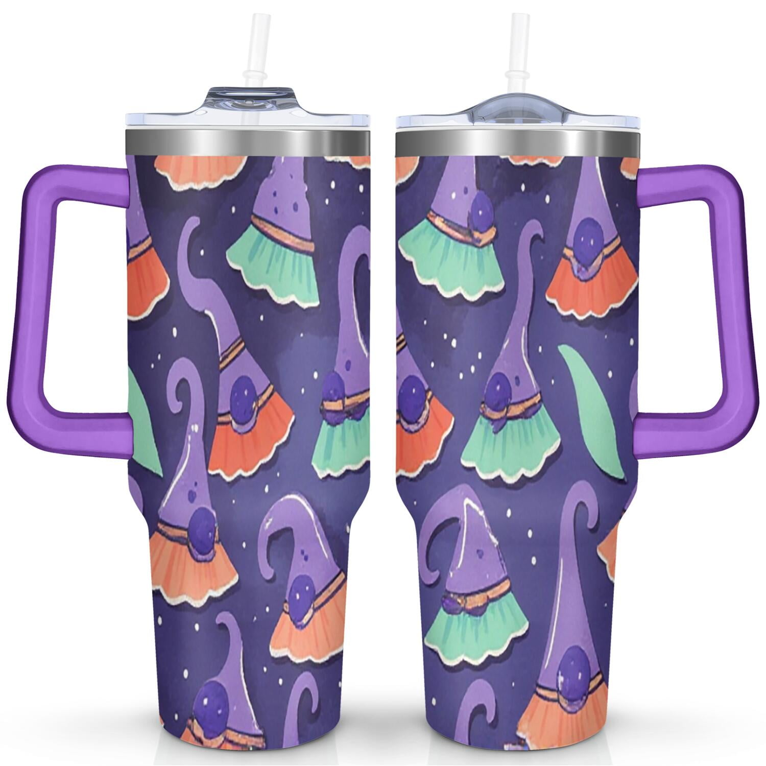 Cartoon Halloween Pumpkin 40 oz Coffee Tumbler with Handle Double Wall ...