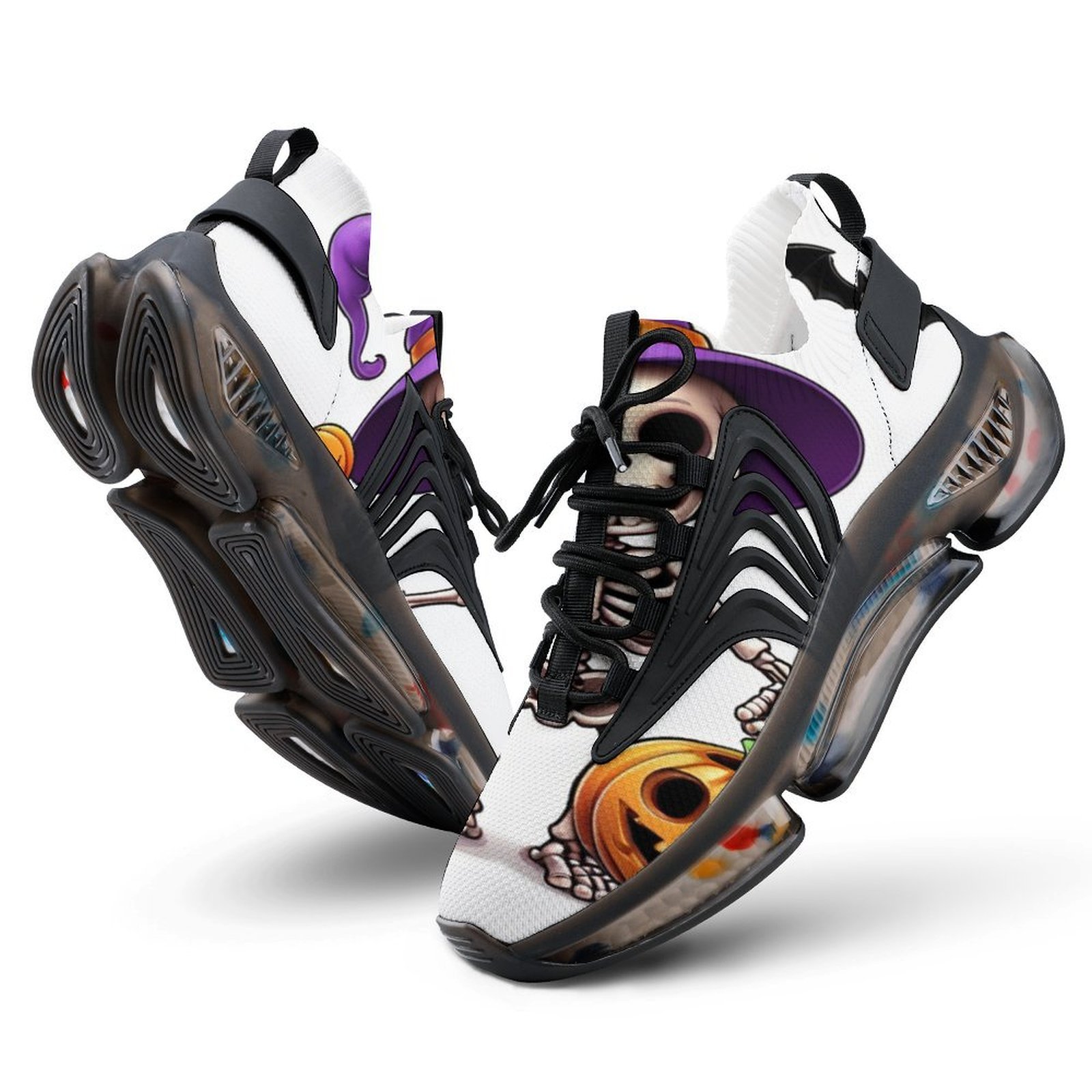 Cartoon Halloween Skeleton with Pumpkin, Bat Walking Shoes for Men ...