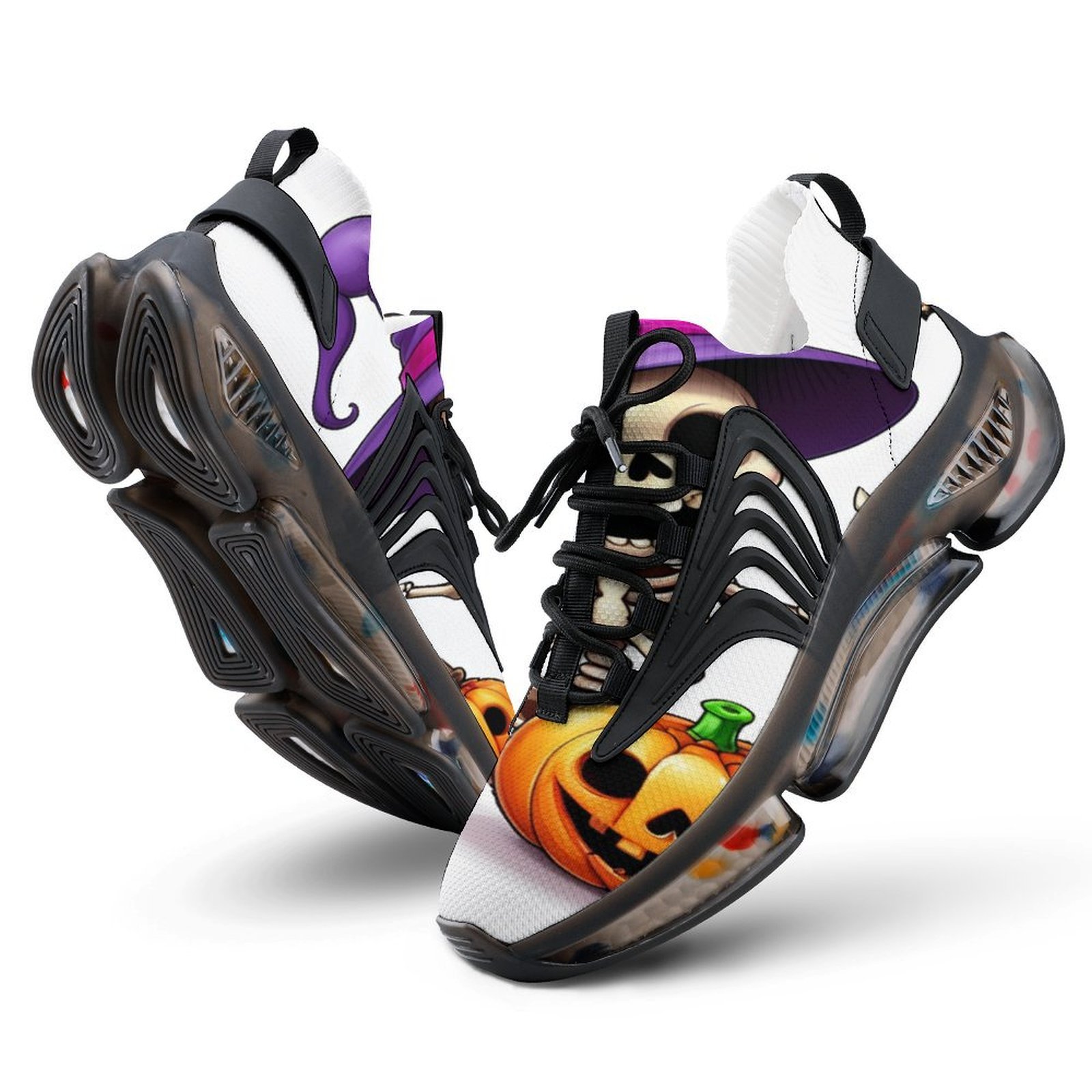 Cartoon Halloween Skeleton with Pumpkin, Bat Walking Shoes for Men ...