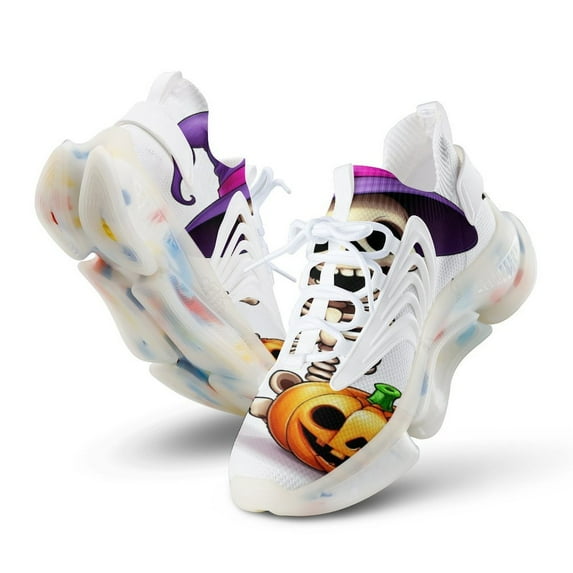 Cartoon Halloween Skeleton with Pumpkin, Bat Walking Shoes for Men ...