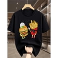 Cartoon Hamburger Anthropomorphic French Fries Plus Size Unisex T-Shirt ...