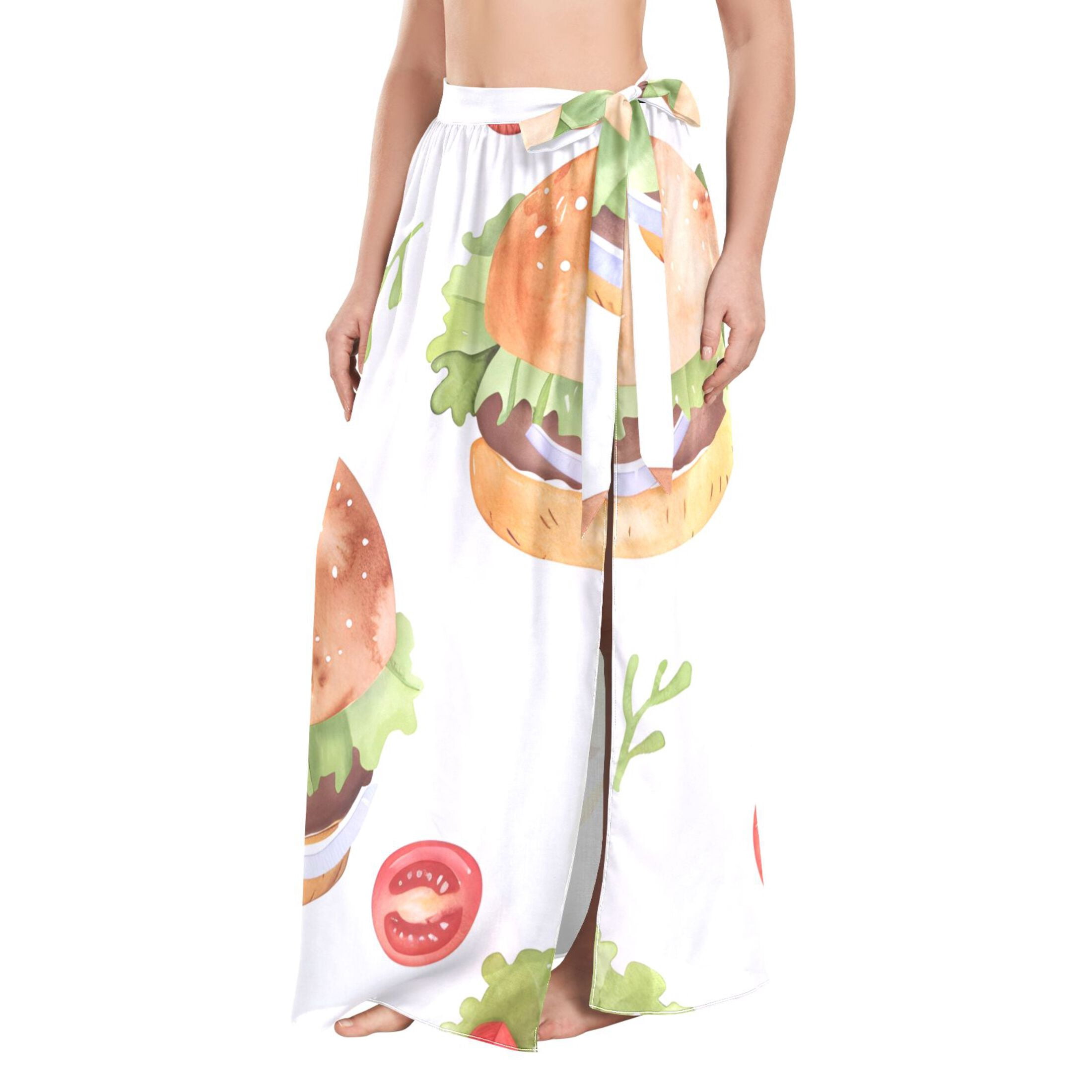Cartoon Hamburgers Vegetables Tomatoes Women's Swimwear Cover Ups ...