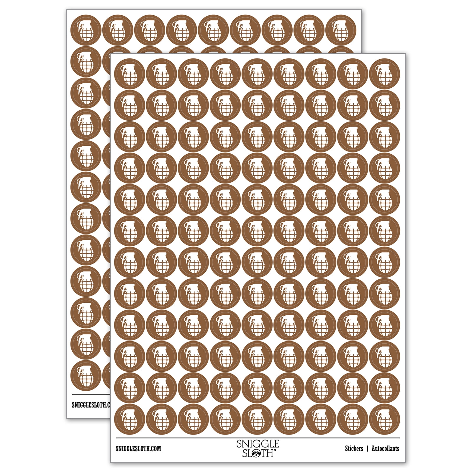 Cartoon Hand Grenade 200+ Round Stickers - Brown - Gloss Finish - 0.50 ...