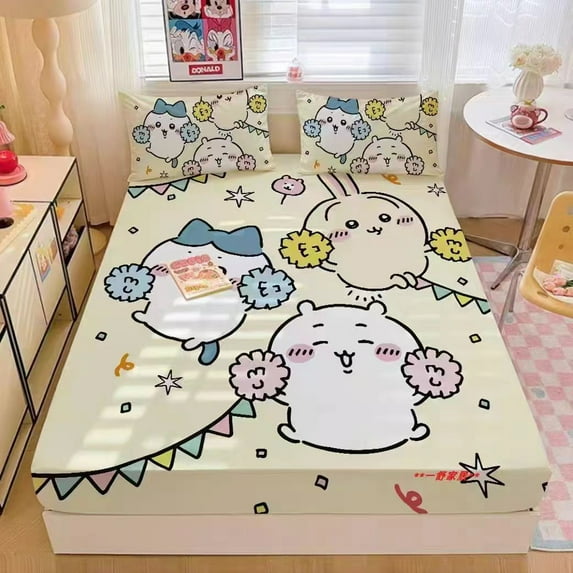Cartoon Hangyodon Kawa Fitted Bed Sheet Three-Piece Set (Fitted sheet ...