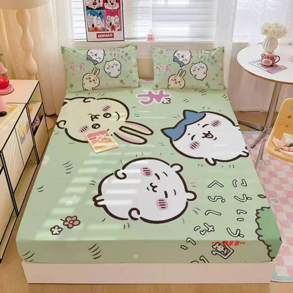 Cartoon Hangyodon Kawa Fitted Bed Sheet Three-Piece Set (Fitted sheet ...