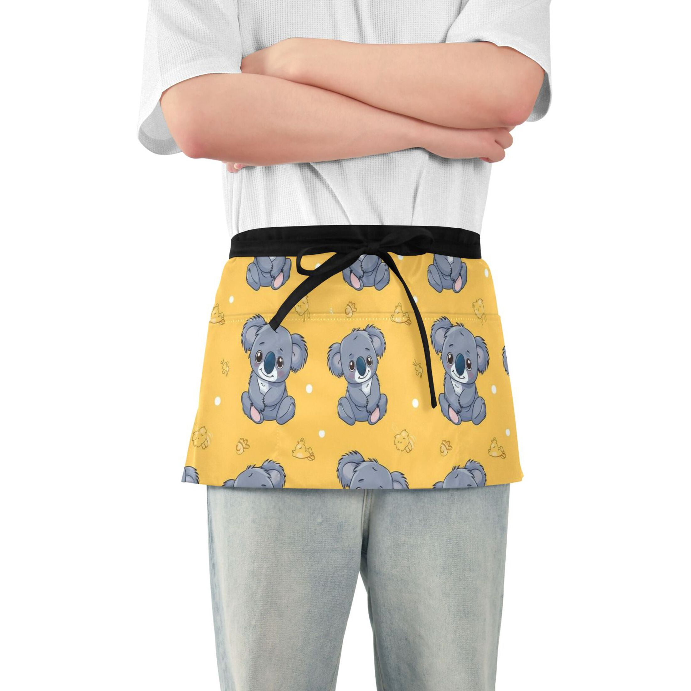 Cartoon Happy Koalas Server Apron with 3 Pockets Waterproof Waitress ...