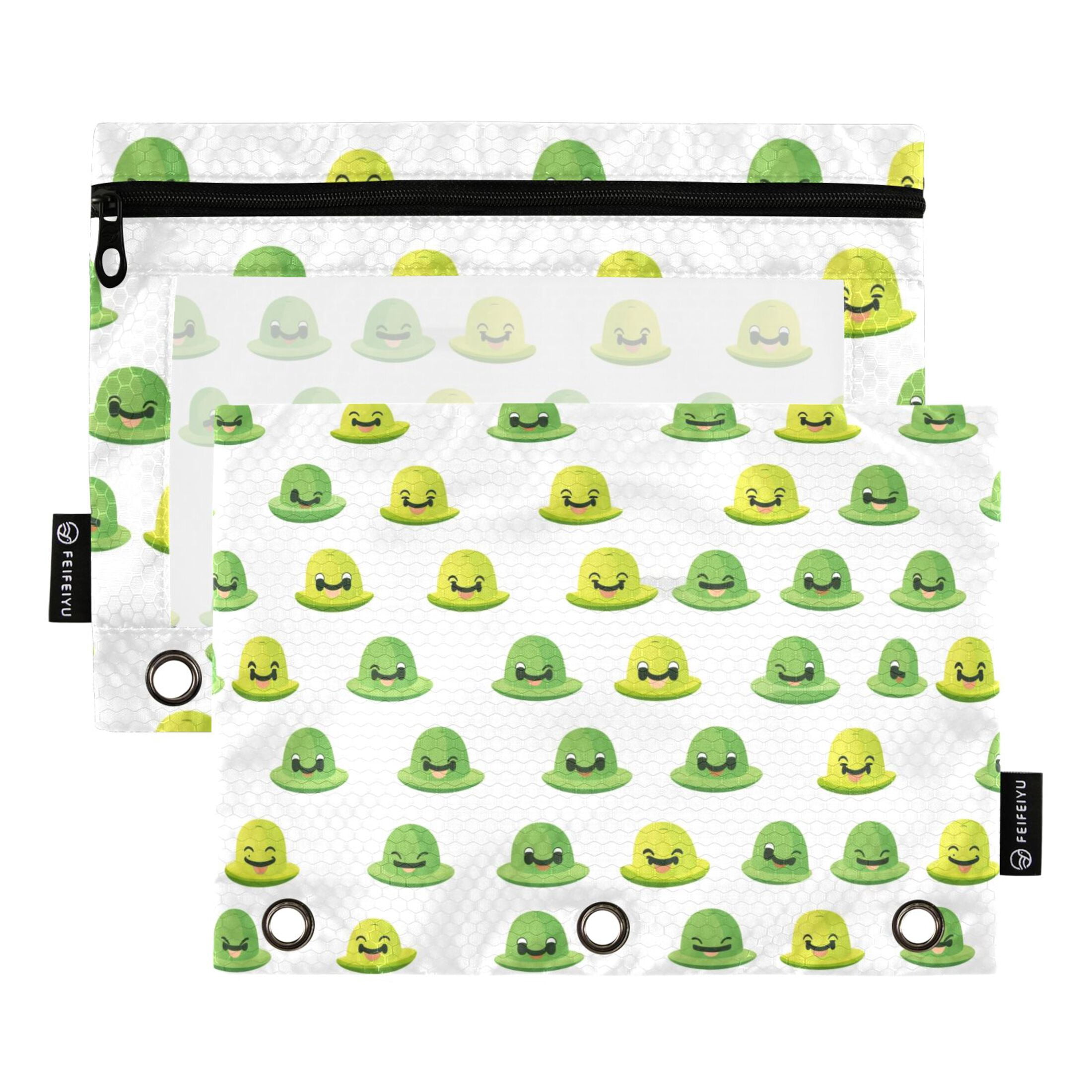 Cartoon Hats 2 Pack Pencil Pouch for 3 Ring Binder Smooth Zipper ...
