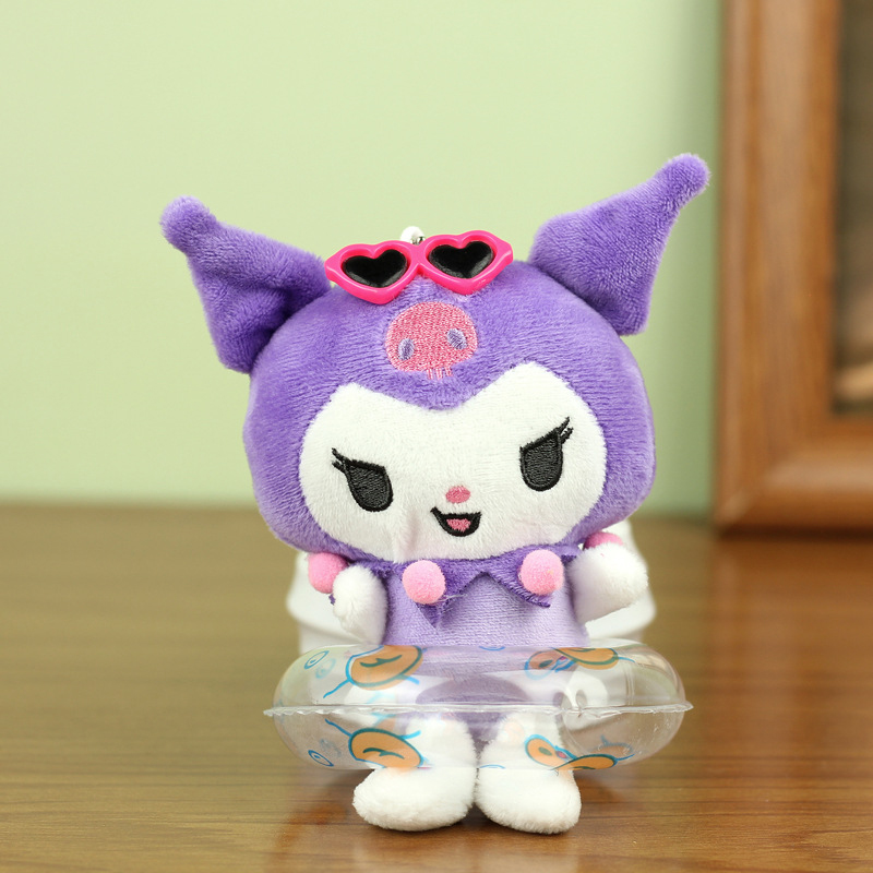 Cartoon Hawaiian Sanrioed Hello Kitty Plush Keychain Kid Toys Cute Swim ...