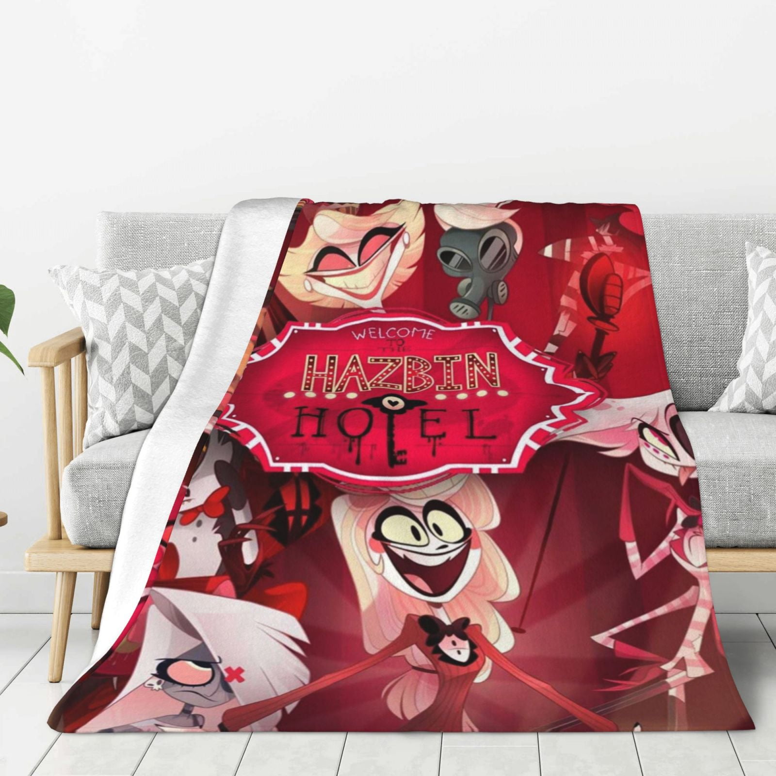 Cartoon Hazbin Hotel Flannel Blanket Cozy Ultra-Soft Micro Throw ...