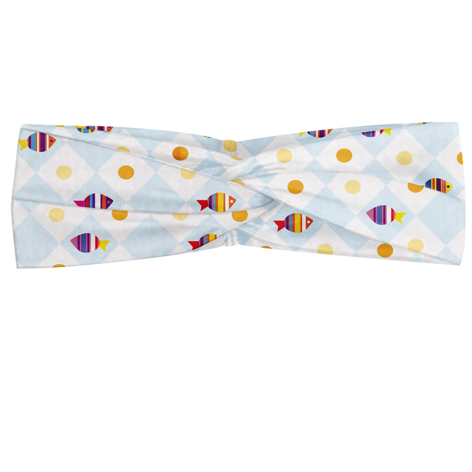 Cartoon Headband, Aquarium Themed Fish Cartoons with Spots and Lines ...