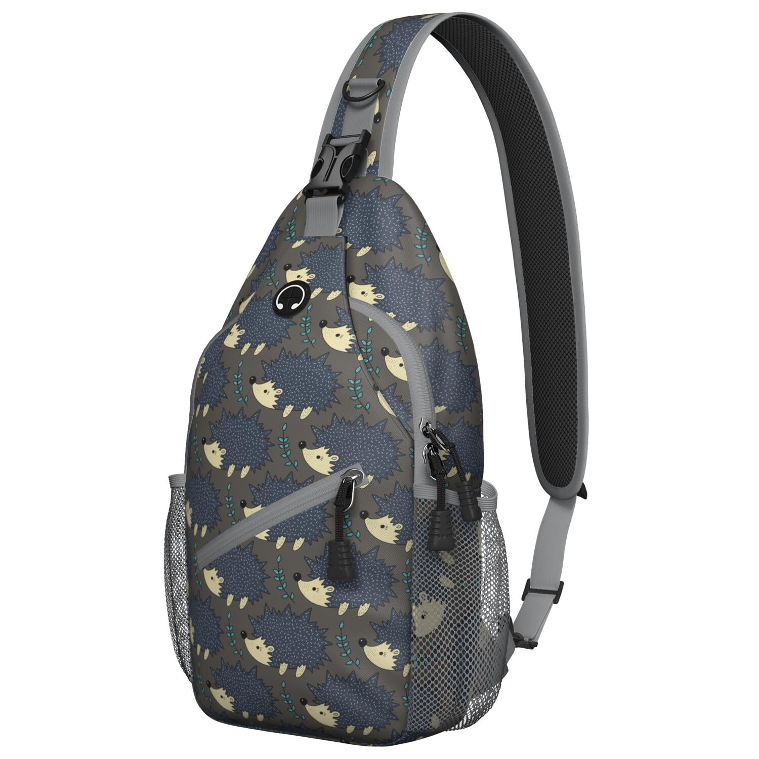 Cartoon Hedgehog Floral Sling Backpack for Travel Hiking Shopping ...
