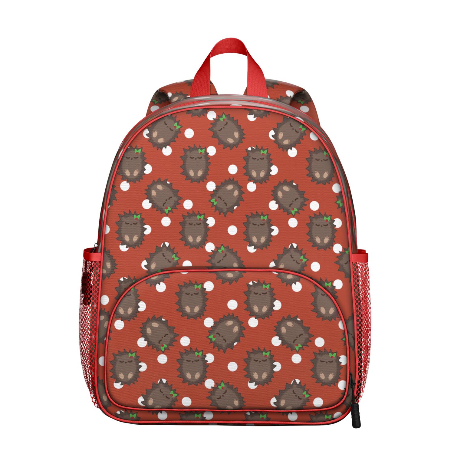 Cartoon Hedgehog Floral Student Backpack – Cute Forest Night Scene with ...