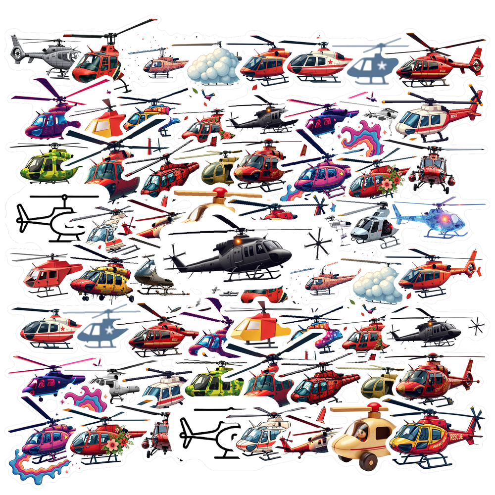 Cartoon Helicopter Theme Stickers, Waterproof Helicopter Theme Sticker ...