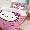 Cartoon Hello Kawaii Cat Bedding Set 3 Piece, 1 Printing Duvet Cover ...