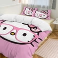 Cartoon Hello Kawaii Cat Bedding Set 3 Piece, 1 Printing Duvet Cover ...