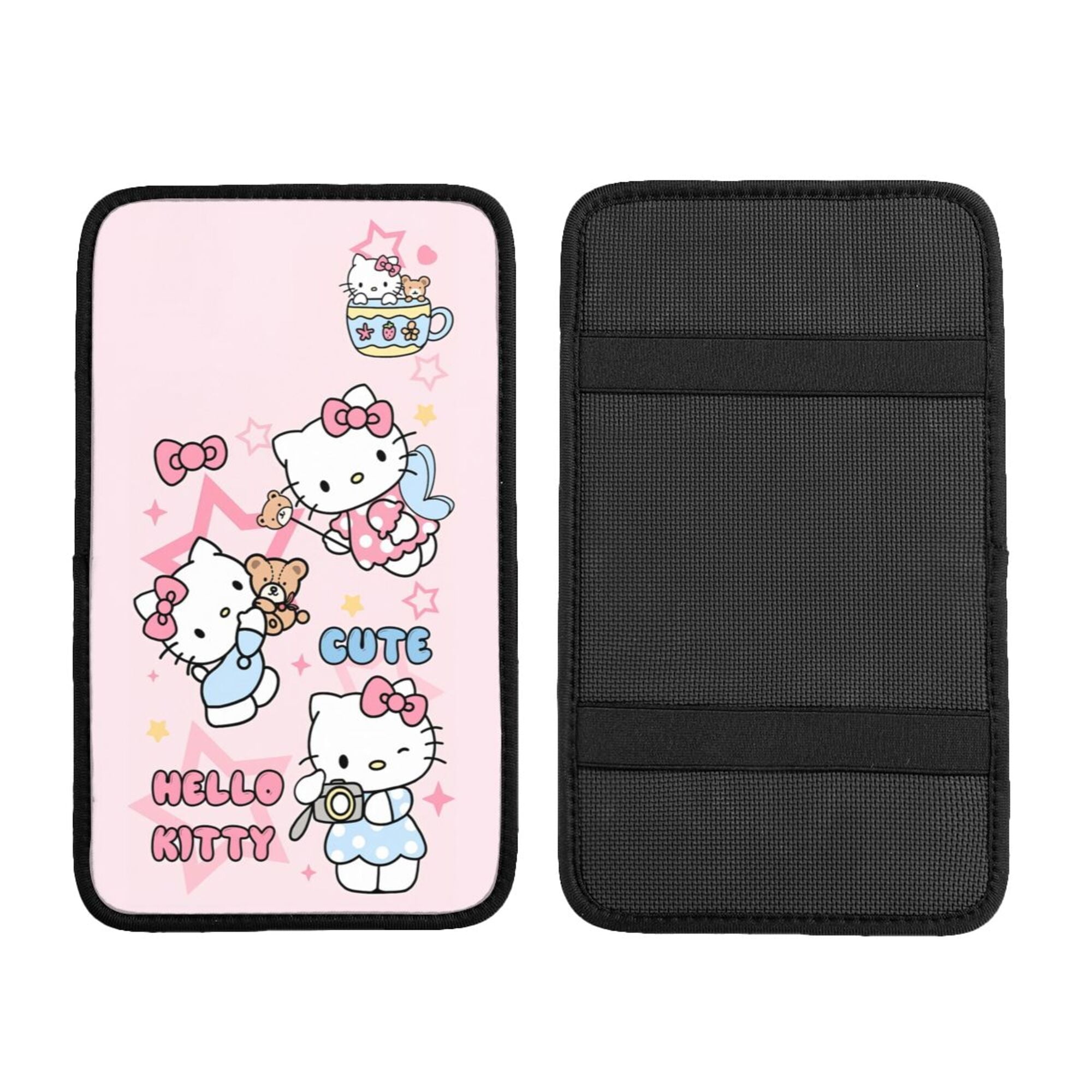 Cartoon Hello Kitty(150) Car Armrest Cover Cute Auto Center Console Pad for Women Car handrail ...
