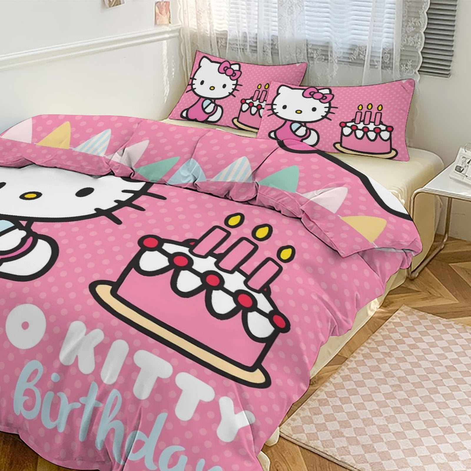Cartoon Hello Kitty 3 Piece Set with 1 Quilt Cover + 2 Pillowcases ...