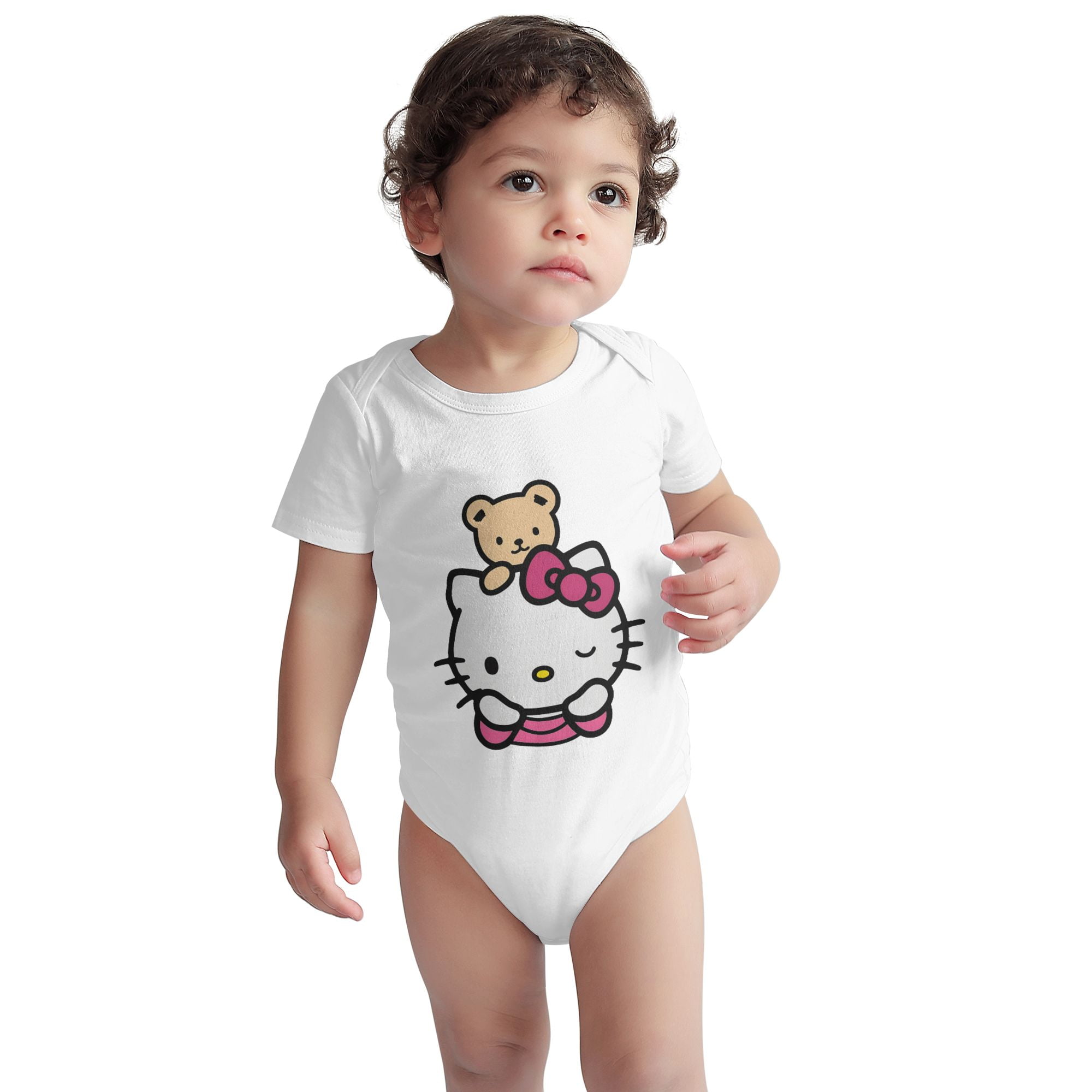 Cartoon Hello Kitty(38)Baby Short-Sleeve Bodysuit Pink Cat Jumpsuit Cute Baby Onesies Unisex ...