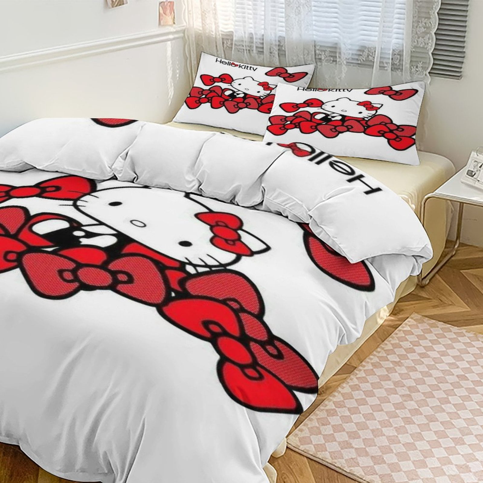 Cartoon Hello Kitty 3Pieces Quilt Bedding Sets With1Quilt Cover + 2 ...