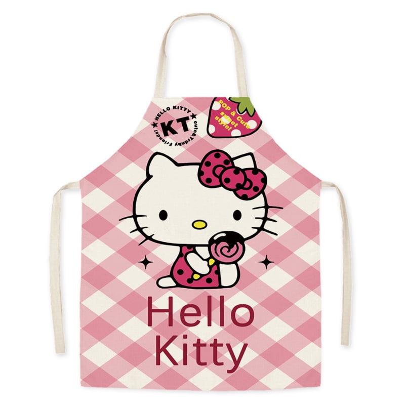 Cartoon Hello Kitty Aprons Anime Sanrio Anti-Fouling Linen Apron Kawaii ...