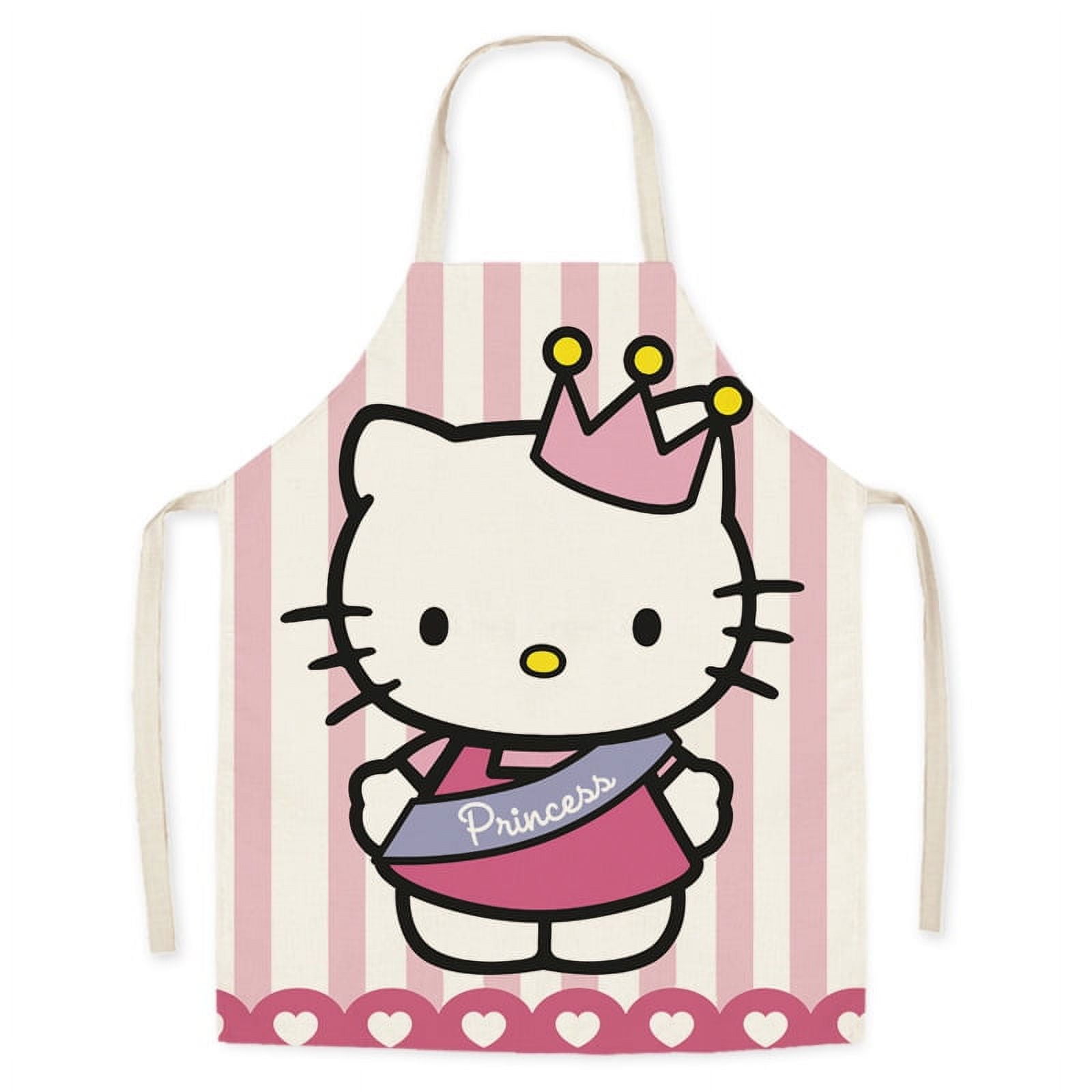 Cartoon Hello Kitty Aprons Anime Sanrio Anti-Fouling Linen Apron Kawaii ...