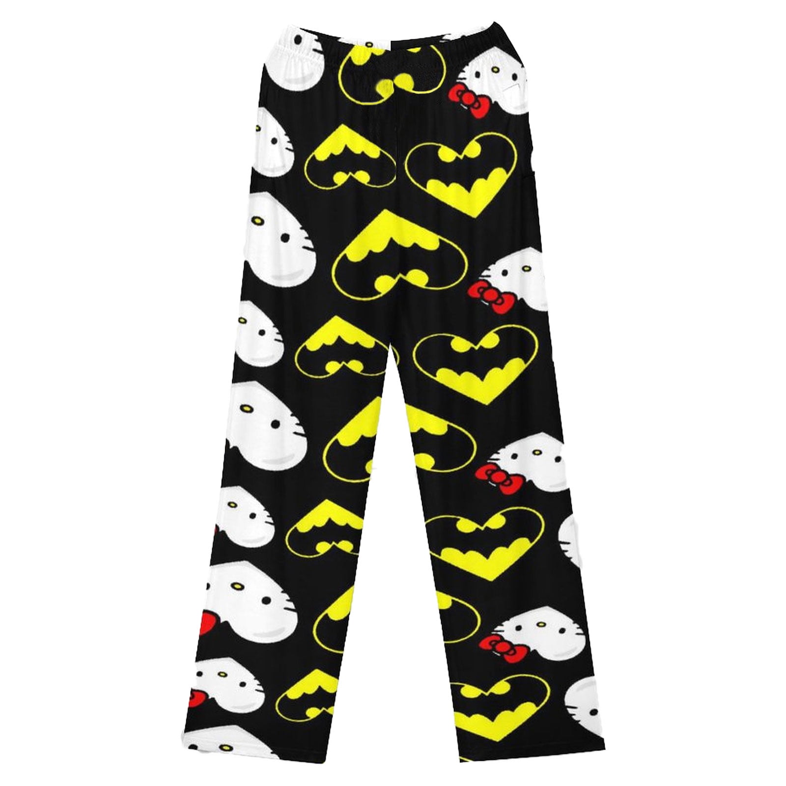 Cartoon Hello Kitty Batman Cute Pajamas Pants for Women Men Valentine's ...