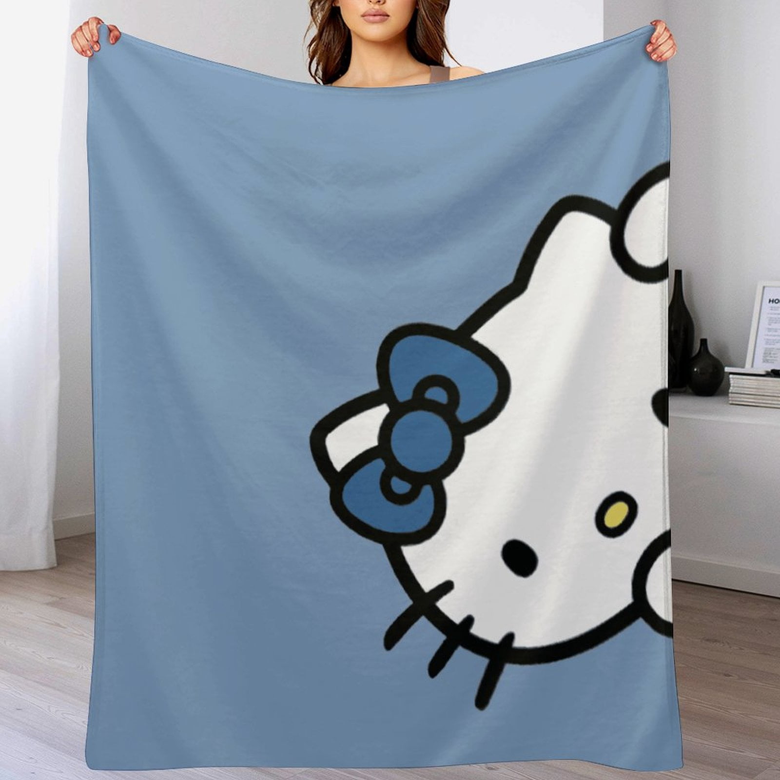 Cartoon Hello Kitty Blanket Warm Throw Blanket for Living Room Bedroom ...
