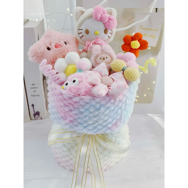 Cartoon Hello Kitty Cat Plush Dolls Rose Soap Flowers Bouquet Christmas ...