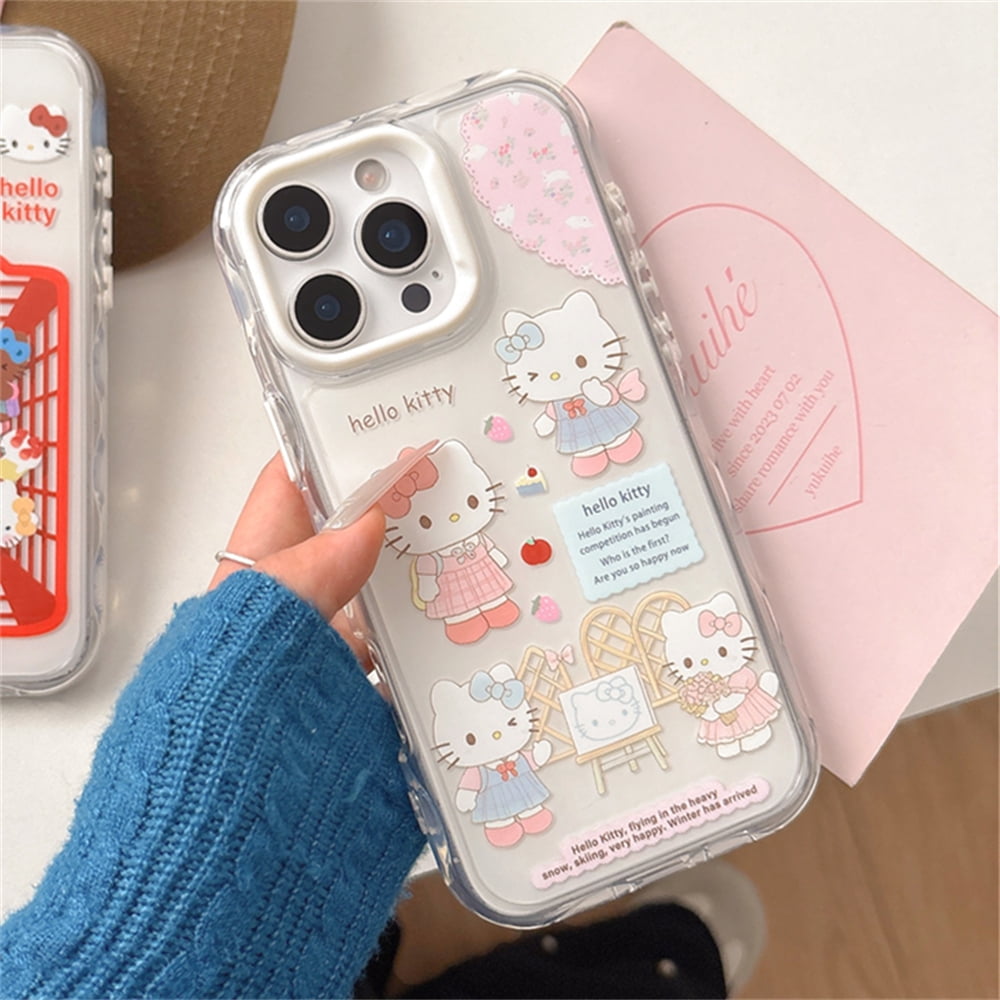 Cartoon Hello Kitty Cute Cats Shockproof Candy Clear Pink Case For ...