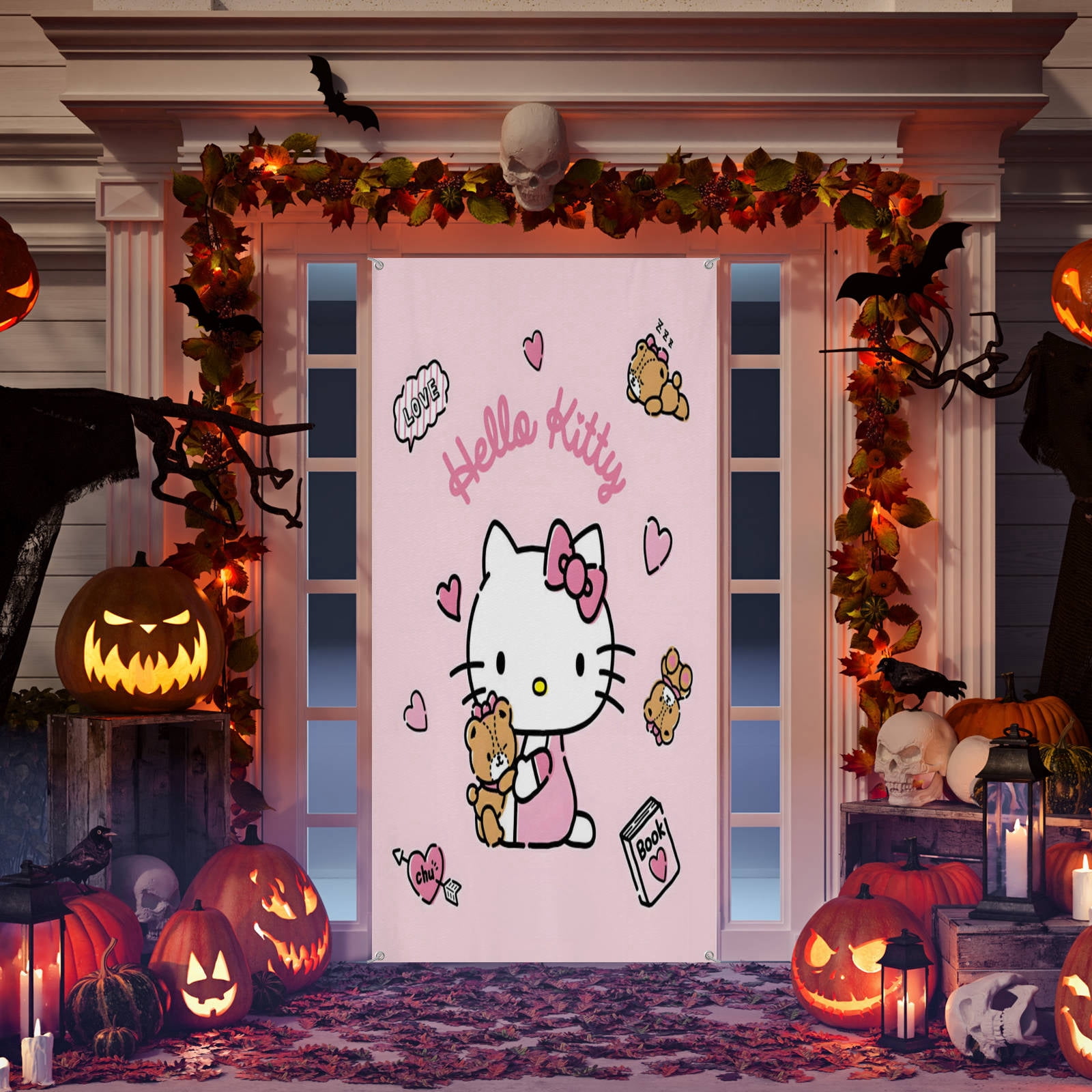 Cartoon Hello Kitty Door frame decoration banner35.4*78.7IN/90*200CM ...