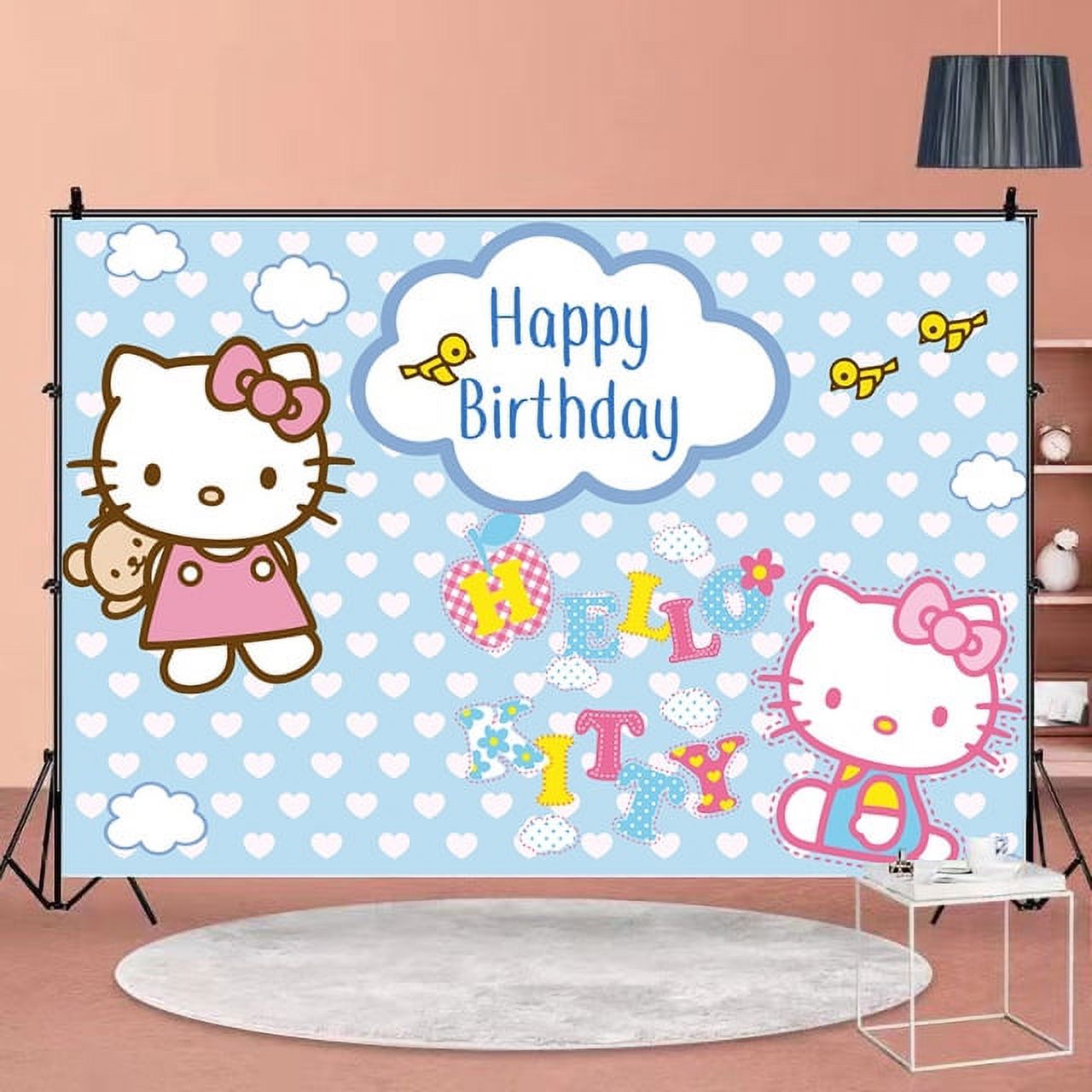Cartoon Hello Kitty Girl Birthday Party Backdrop Customized Happy ...