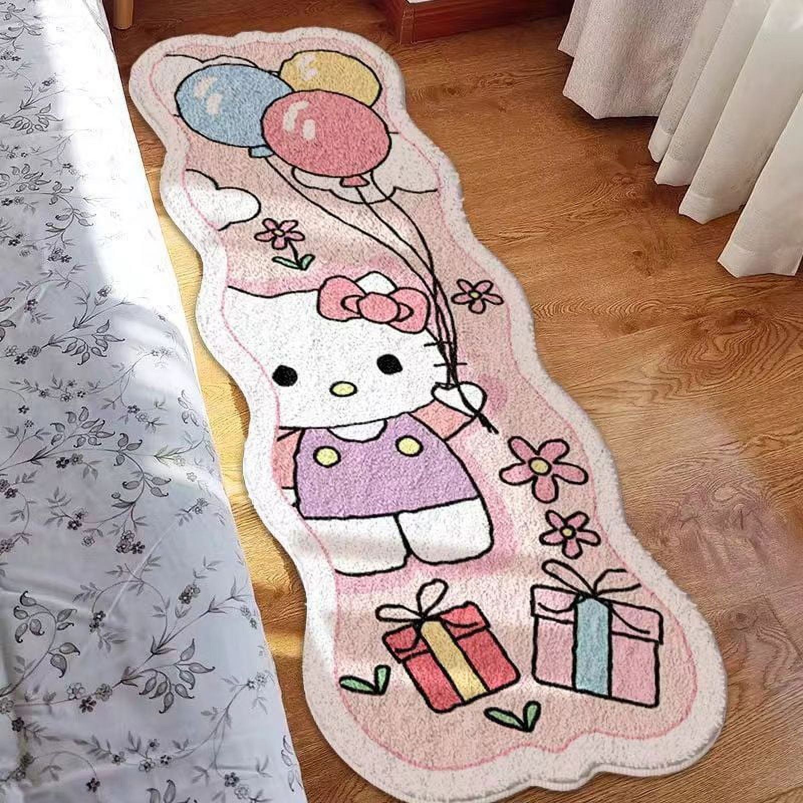 Cartoon Hello Kitty Irregular Plush Carpet Lounge Rug Cute Kitty Cat ...