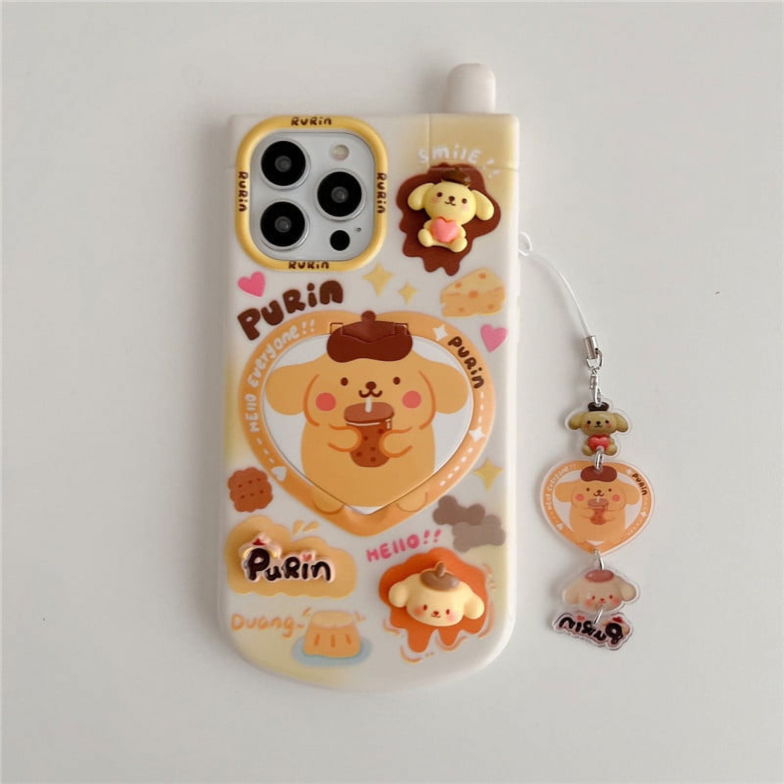 Cartoon Hello Kitty Kuromi Cinnamoroll with Mirror Telephone Phone Case for IPhone 16 15 14 Pro ...