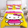 Cartoon Hello Kitty Pattern Quilt Cover Pillowcase Three Piece Multi ...