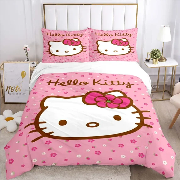Cartoon Hello Kitty Pattern Quilt Cover Without Filling Pillowcase ...