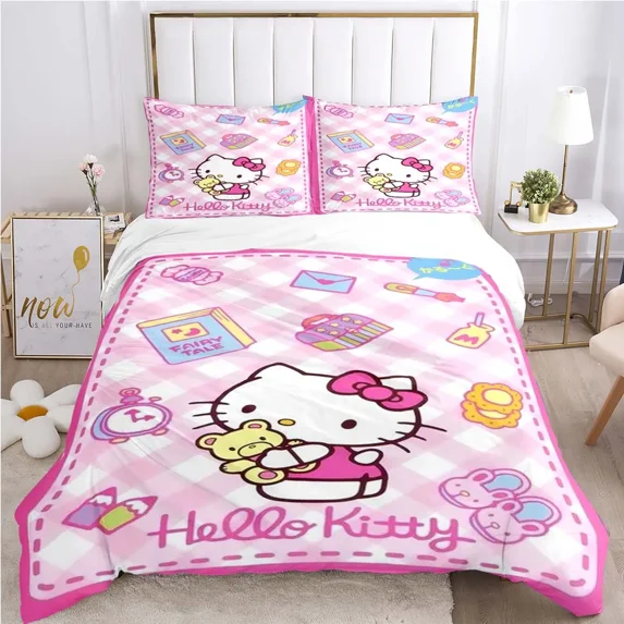 Cartoon Hello Kitty Pattern Quilt Cover Without Filling Pillowcase ...