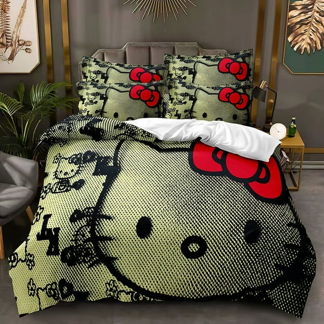 Cartoon Hello Kitty Quilt Three Piece Sheet Set Warm Cute Bedding Set ...