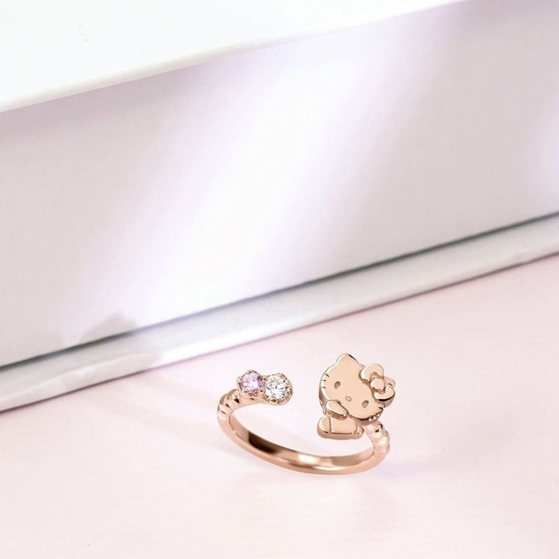 Cartoon Hello Kitty Ring Kawaii Rose Gold Rings Cute Birthday Present ...