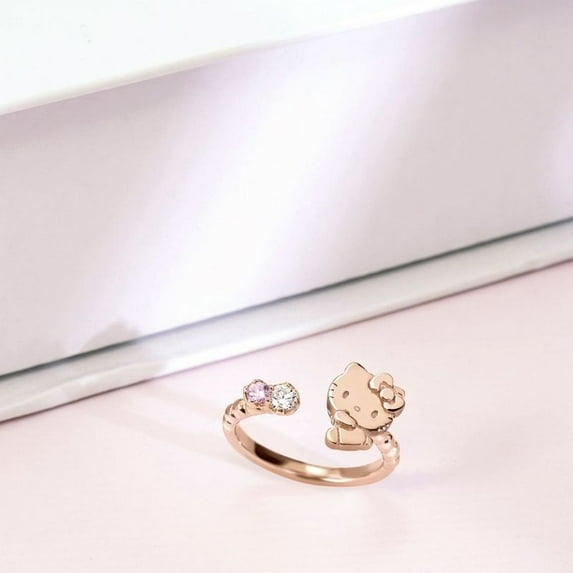 Cartoon Hello Kitty Ring Kawaii Rose Gold Rings Cute Birthday Present ...