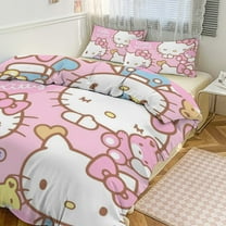 Cartoon Hello Kitty Sheet Set - Super Soft 3 Piece Bedding Set ...