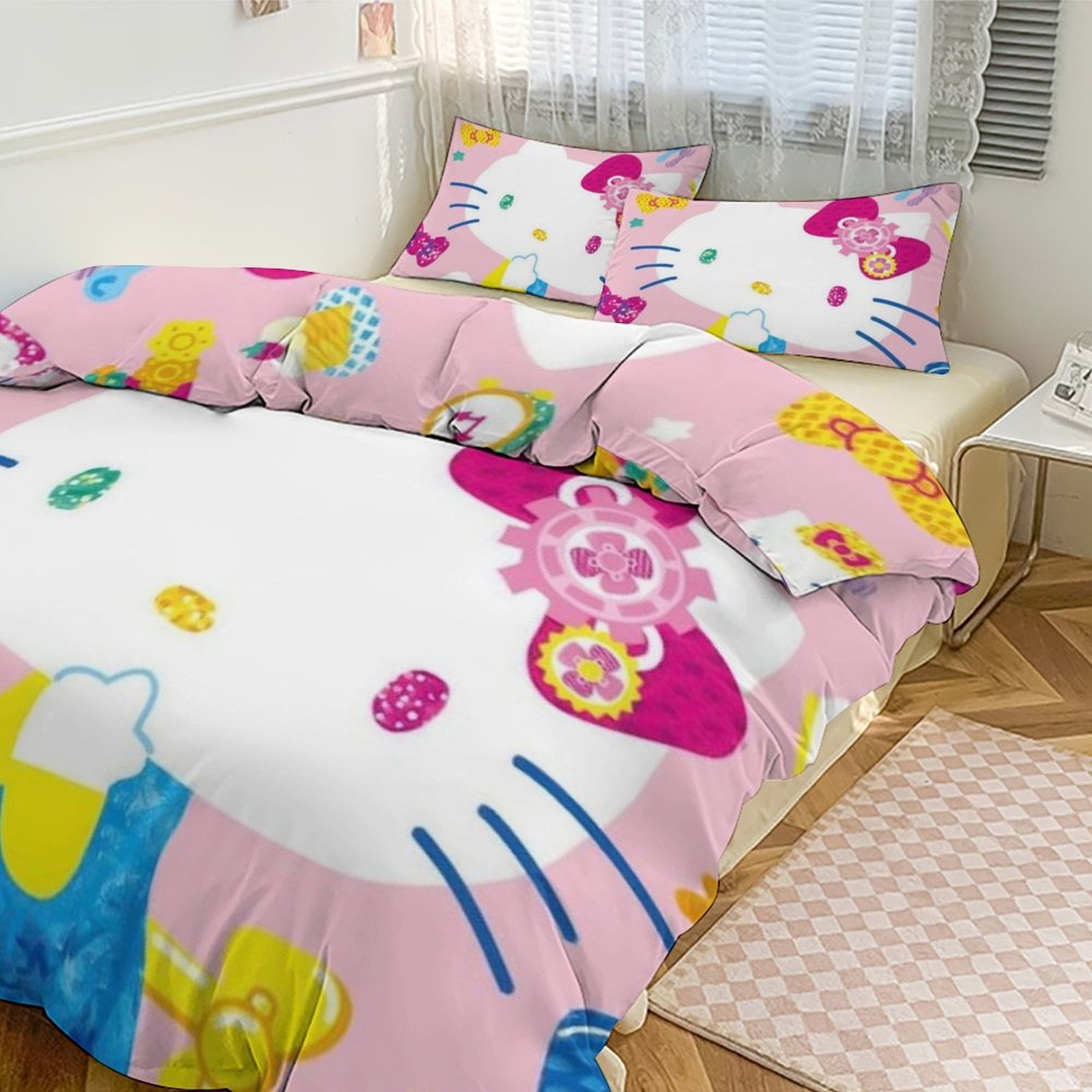 Cartoon Hello Kitty Sheet Set - Super Soft 3 Piece Bedding Set ...
