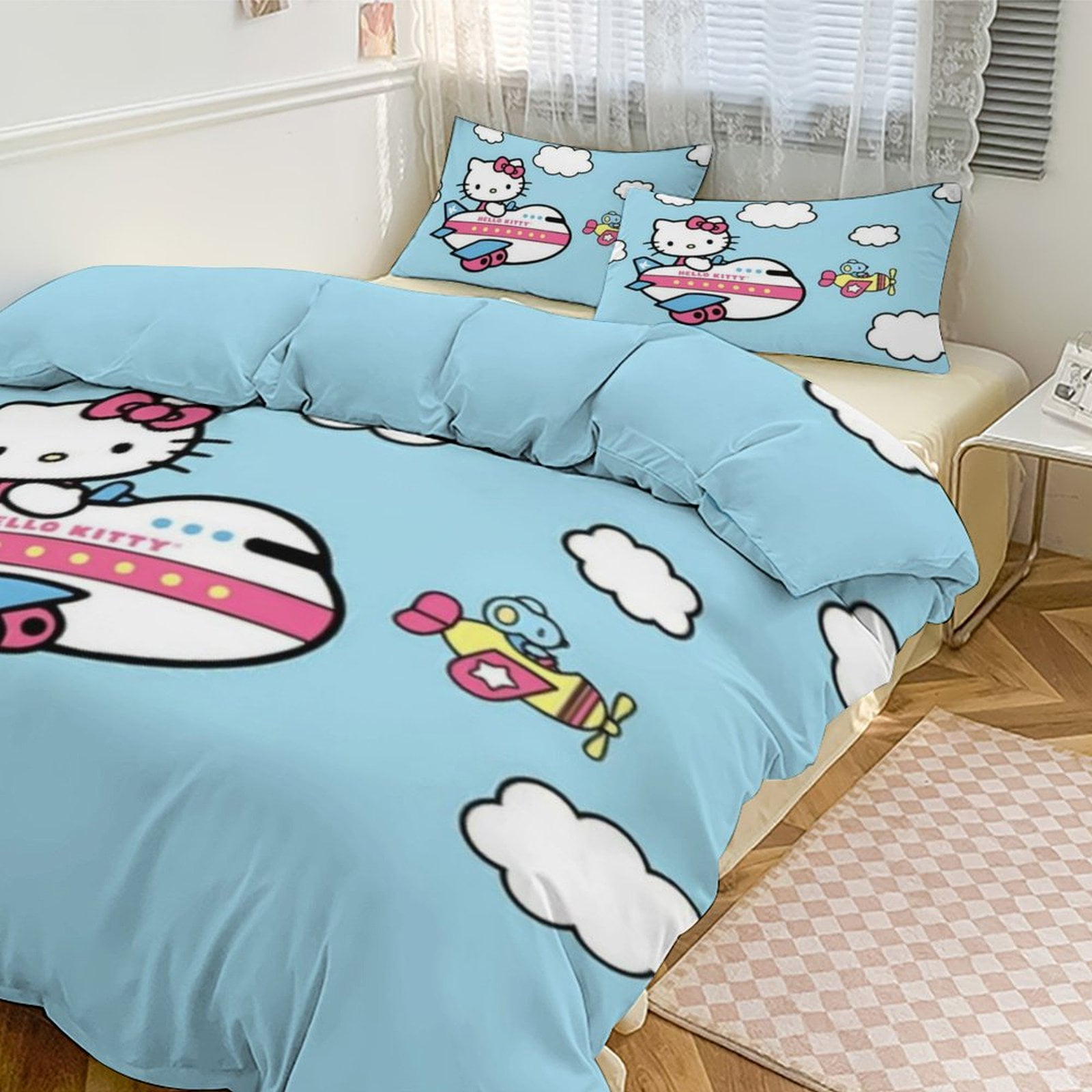 Cartoon Hello Kitty Sheet Set - Super Soft 3 Piece Bedding Set ...