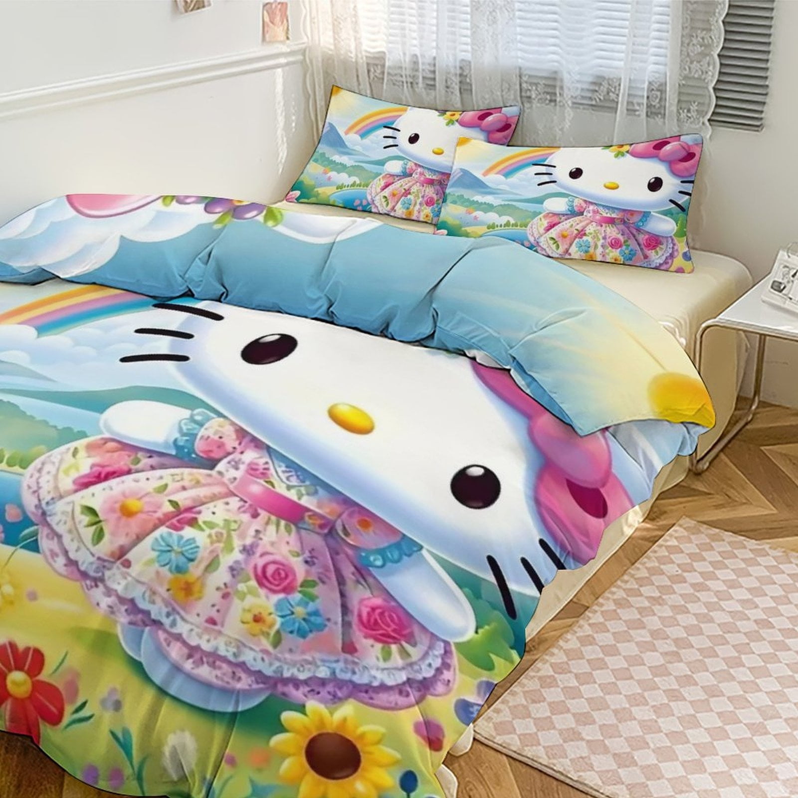 Cartoon Hello Kitty Sun And Rainbow Mountain Girl Room Decor Size ...