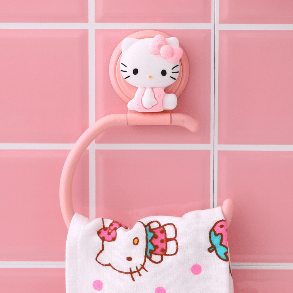 Cartoon Hello Kitty Towel Rack, Punch-Free Hanger Hook for Bathroom ...