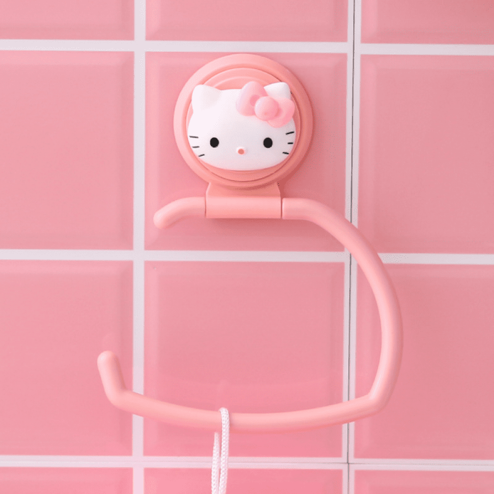 Cartoon Hello Kitty Towel Rack, Punch-Free Hanger Hook for Bathroom ...