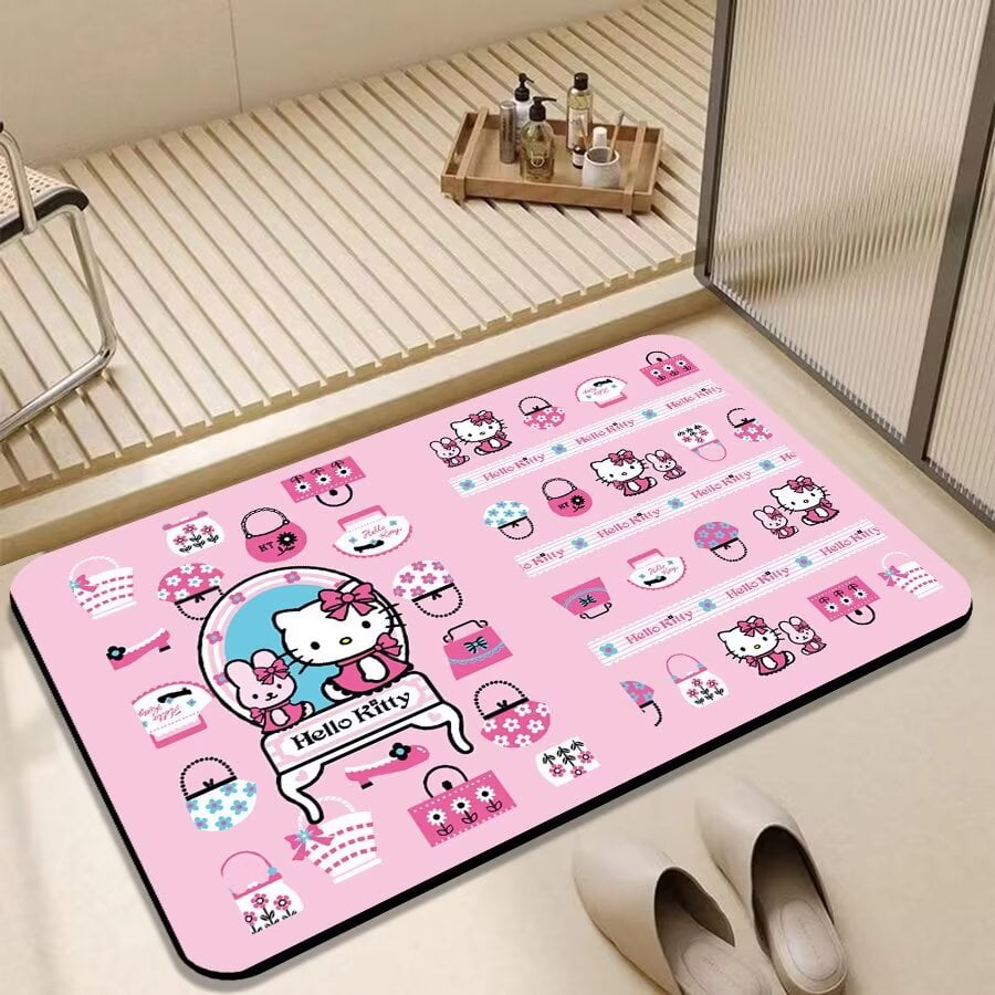Cartoon Hello kitty bathroom diatom mud soft mat absorbent quick-drying ...