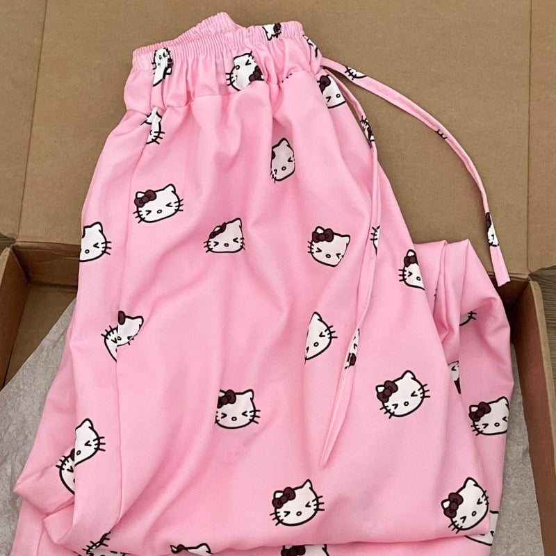 Cartoon Hello kitty cute trousers large size home pants cartoon ...