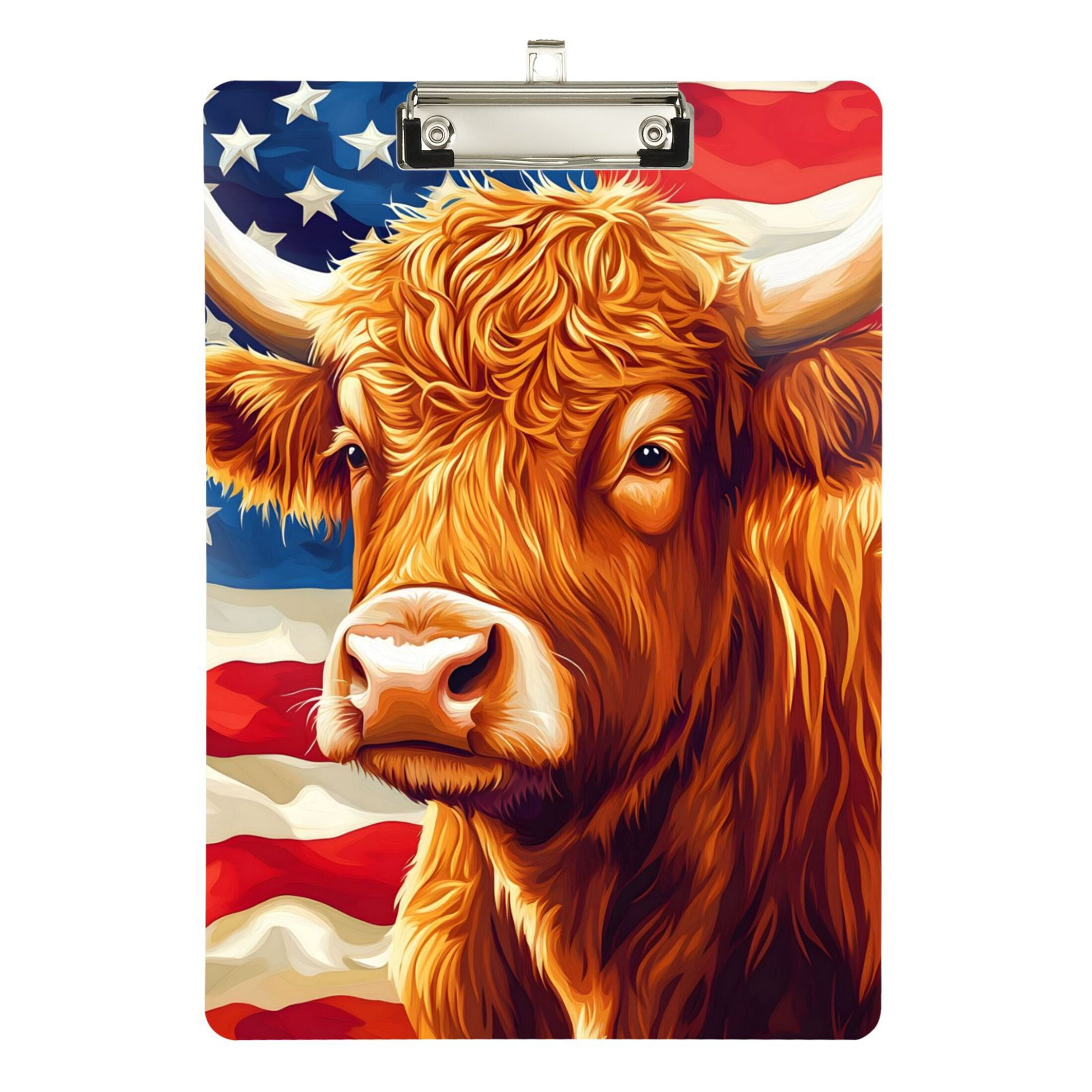 Cartoon Highland Cow Flag Acrylic Clipboard Drawing Board Clipboard ...