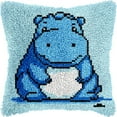 Cartoon Hippo Latch Hook Pillows Kits Cushion Pillow Cover with Pattern ...
